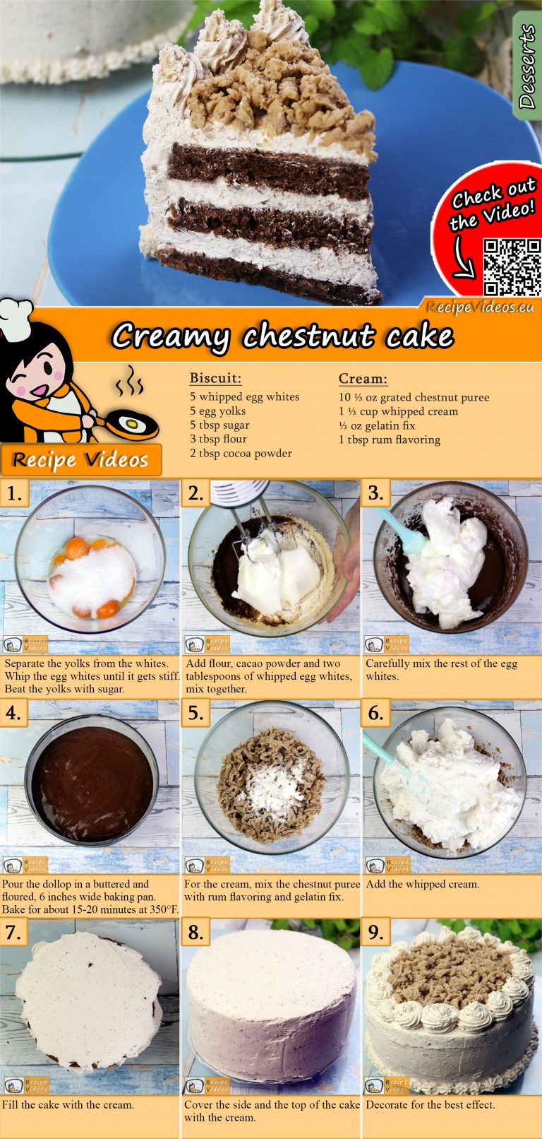 CREAMY CHESTNUT CAKE RECIPE WITH VIDEO - simple recipe