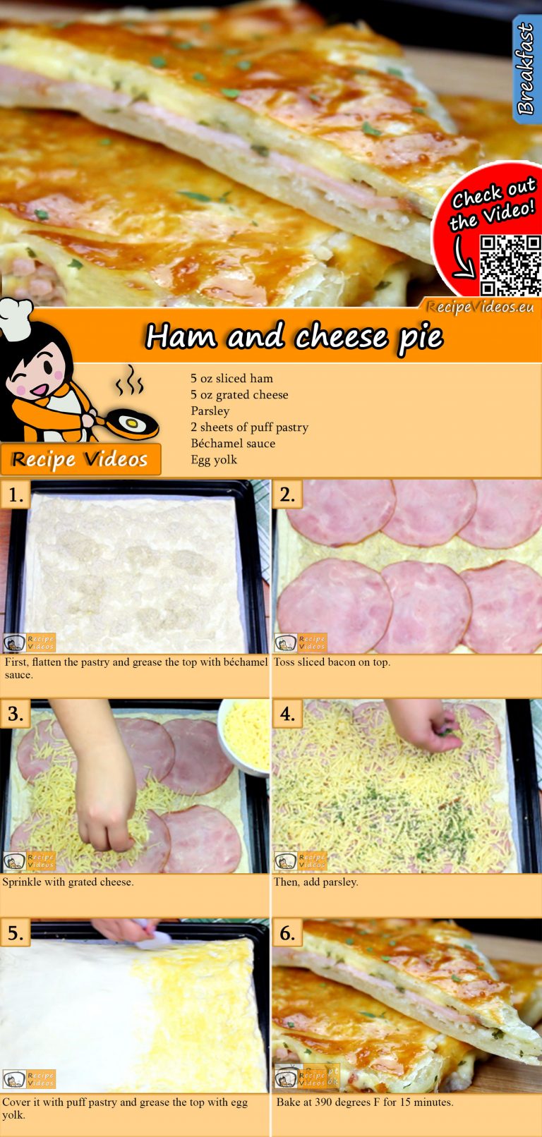 HAM AND CHEESE PIE RECIPE WITH VIDEO - easy and simple recipe