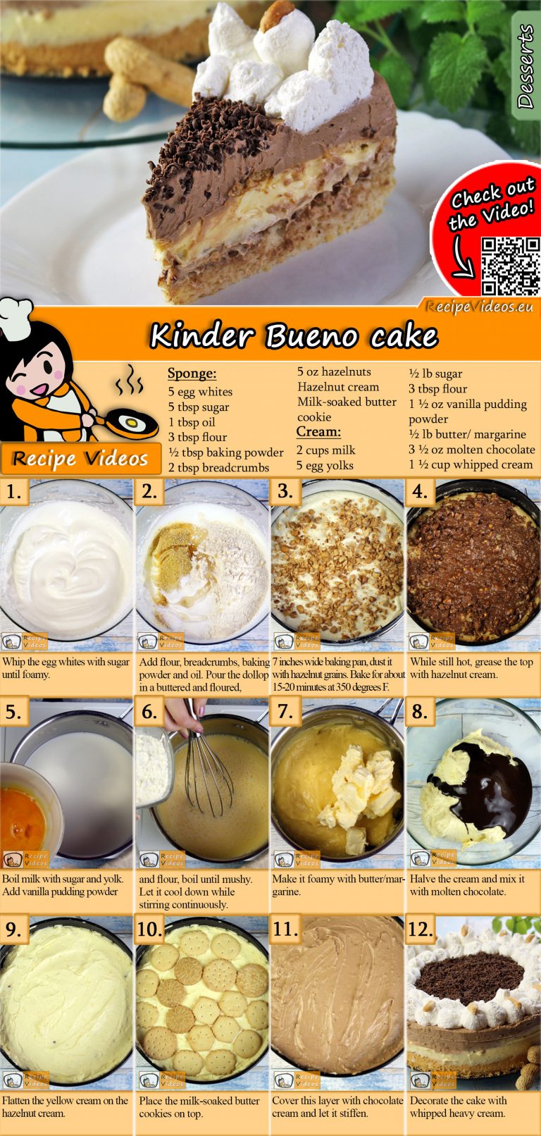 KINDER BUENO CAKE RECIPE WITH VIDEO - Kinder Bueno cake recipe