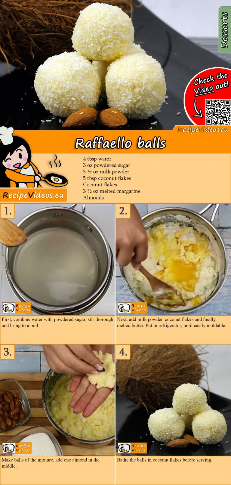 RAFFAELLO BALLS RECIPE WITH VIDEO - simple and easy recipe
