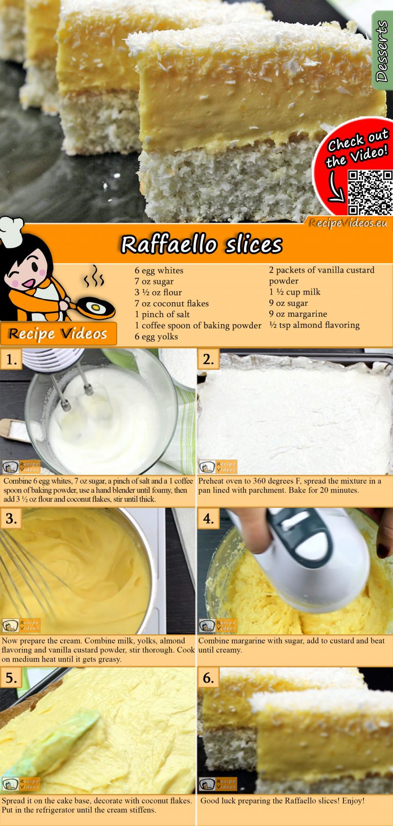 RAFFAELLO SLICES RECIPE WITH VIDEO - easy and simple recipe