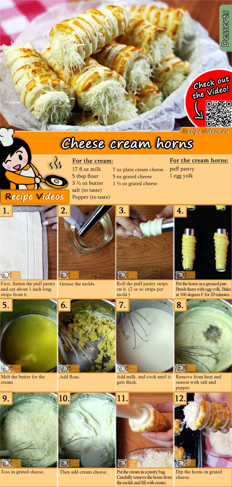 CHEESE CREAM HORNS RECIPE WITH VIDEO - simple Cheese horns recipe