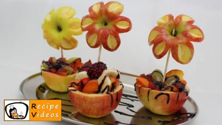 FRUIT CUP WITH APPLE FLOWERS RECIPE WITH VIDEO - simple recipe