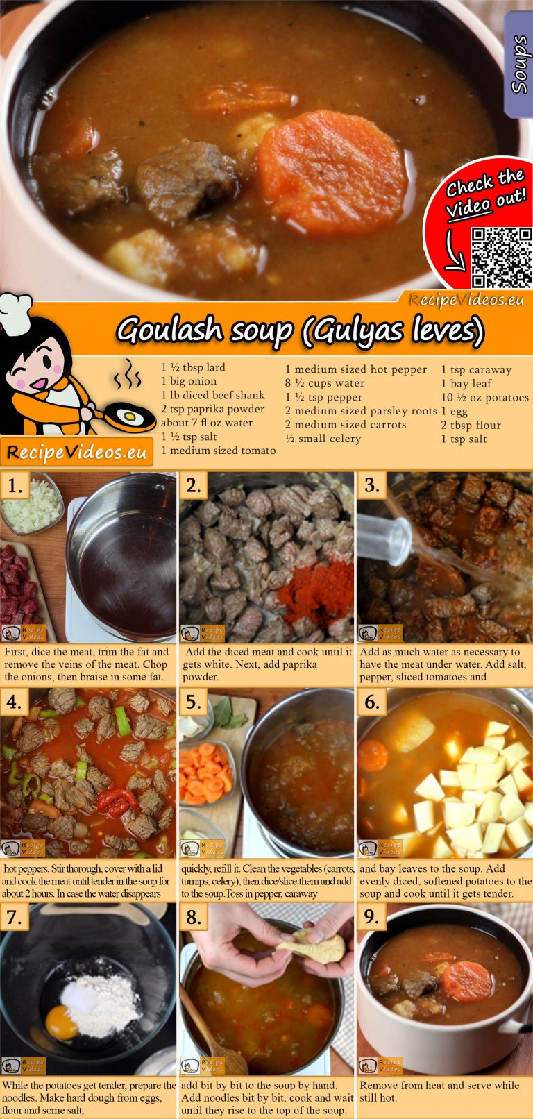 GOULASH SOUP (GULYAS LEVES) RECIPE WITH VIDEO - simple recipe