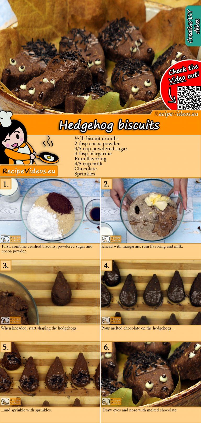 HEDGEHOG BISCUITS RECIPE WITH VIDEO - fun and simple recipe