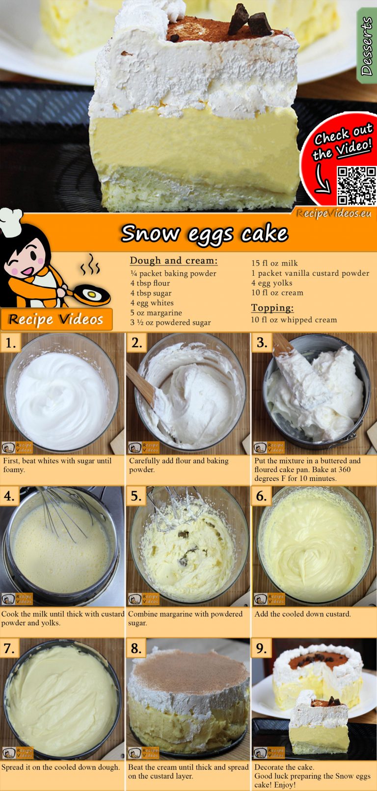 SNOW EGGS CAKE RECIPE WITH VIDEO - simple Snow eggs cake recipe