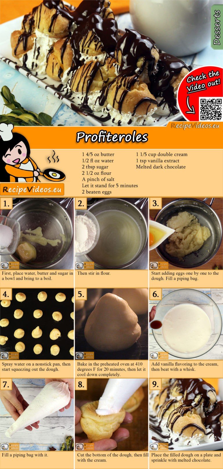 PROFITEROLES RECIPE WITH VIDEO - Easy Profiteroles Recipe